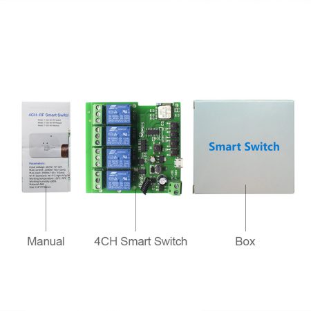 Smart Remote Control Wifi RF Wireless Receiver 4CH AC 90-250V